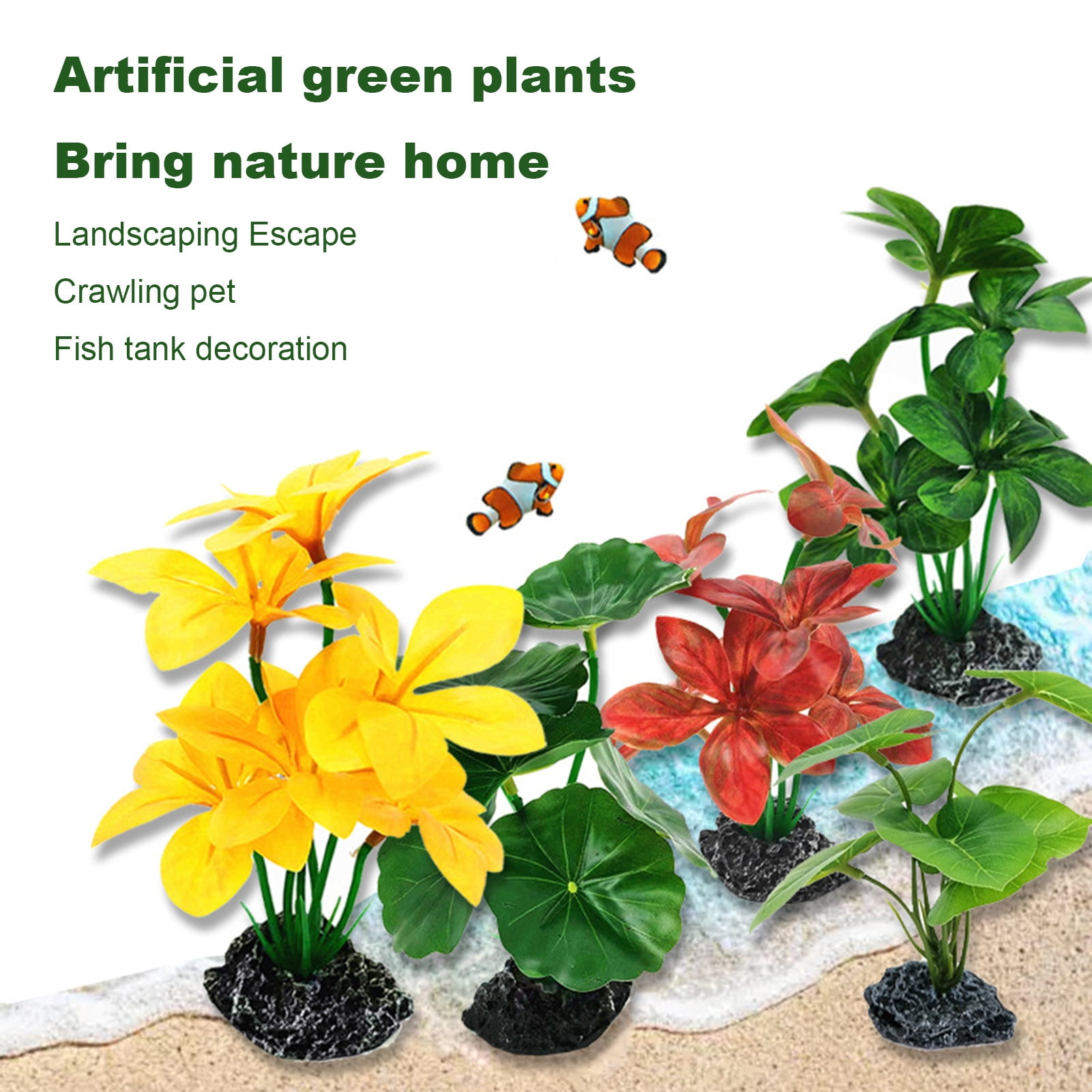 Bullpaw Fish Tank Simulated Water Plants Aquarium Decoration Realistic ...