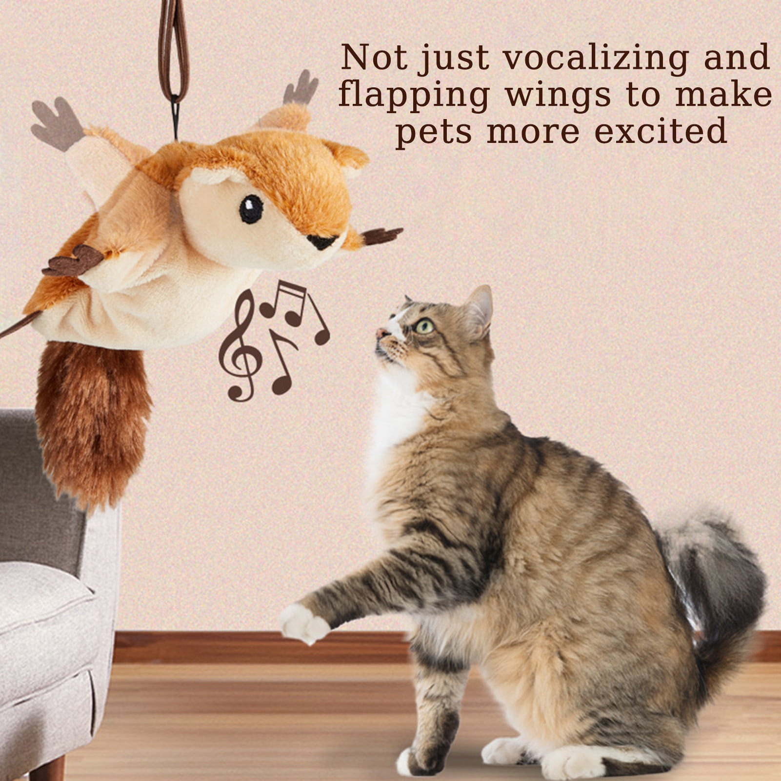 Bullpaw Interactive Flapping Wings Cat Toy Rechargeable Electric Plush ...