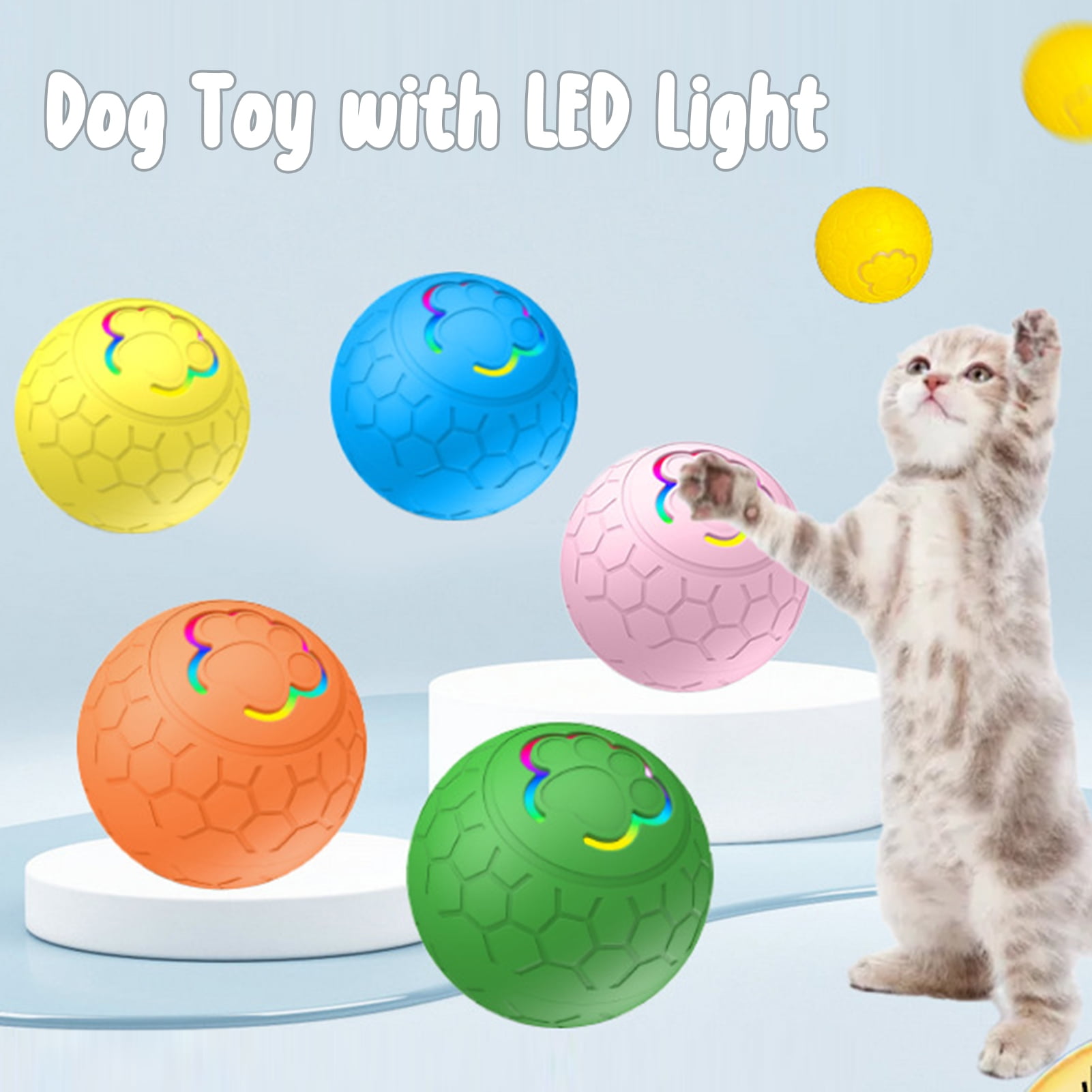 Bullpaw Interactive Pet Ball Toy Automatic Rolling Smart Ball Dog Toy ...
