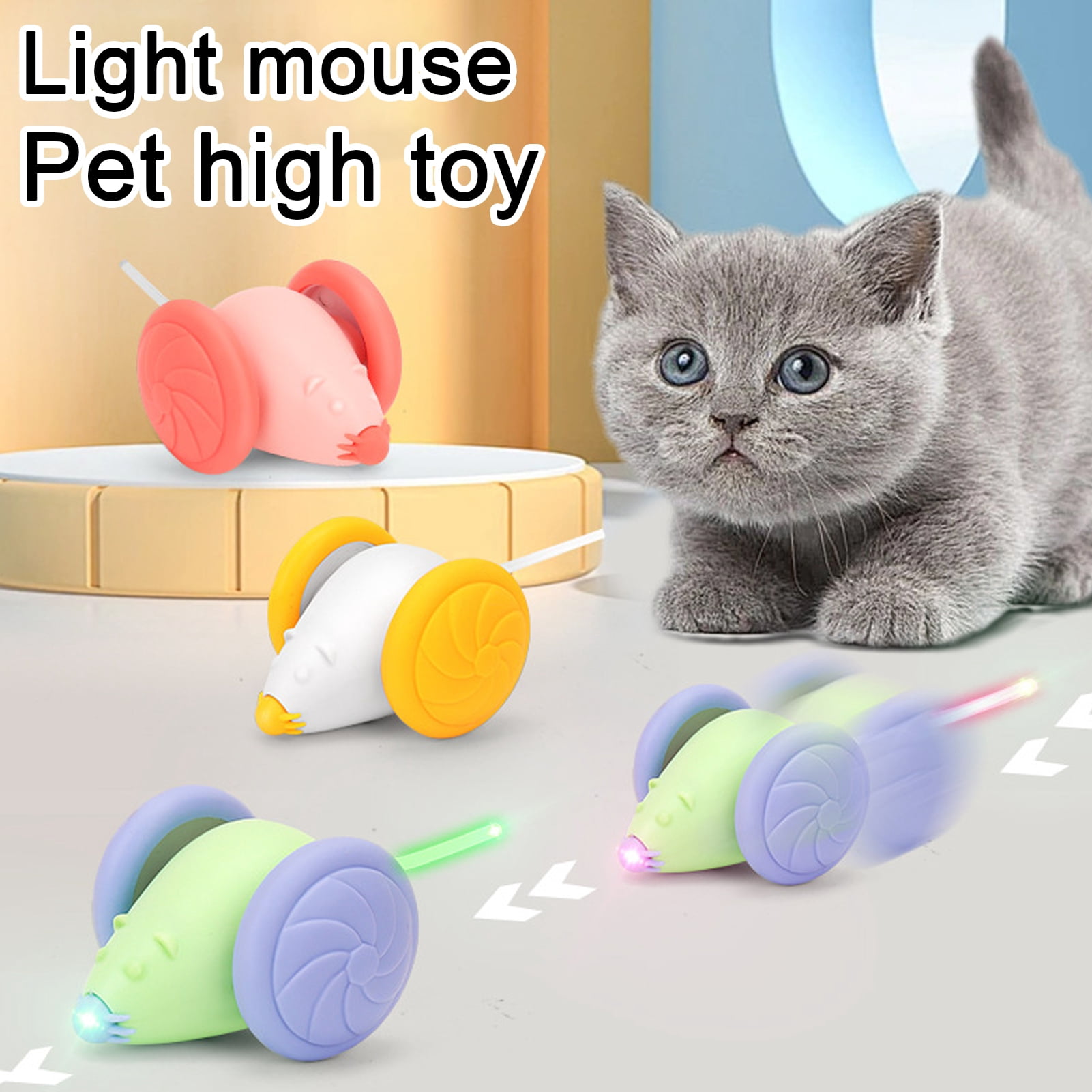Bullpaw Mouse Vehicle Interactive Cat Toy with LED Auto Obstacle ...