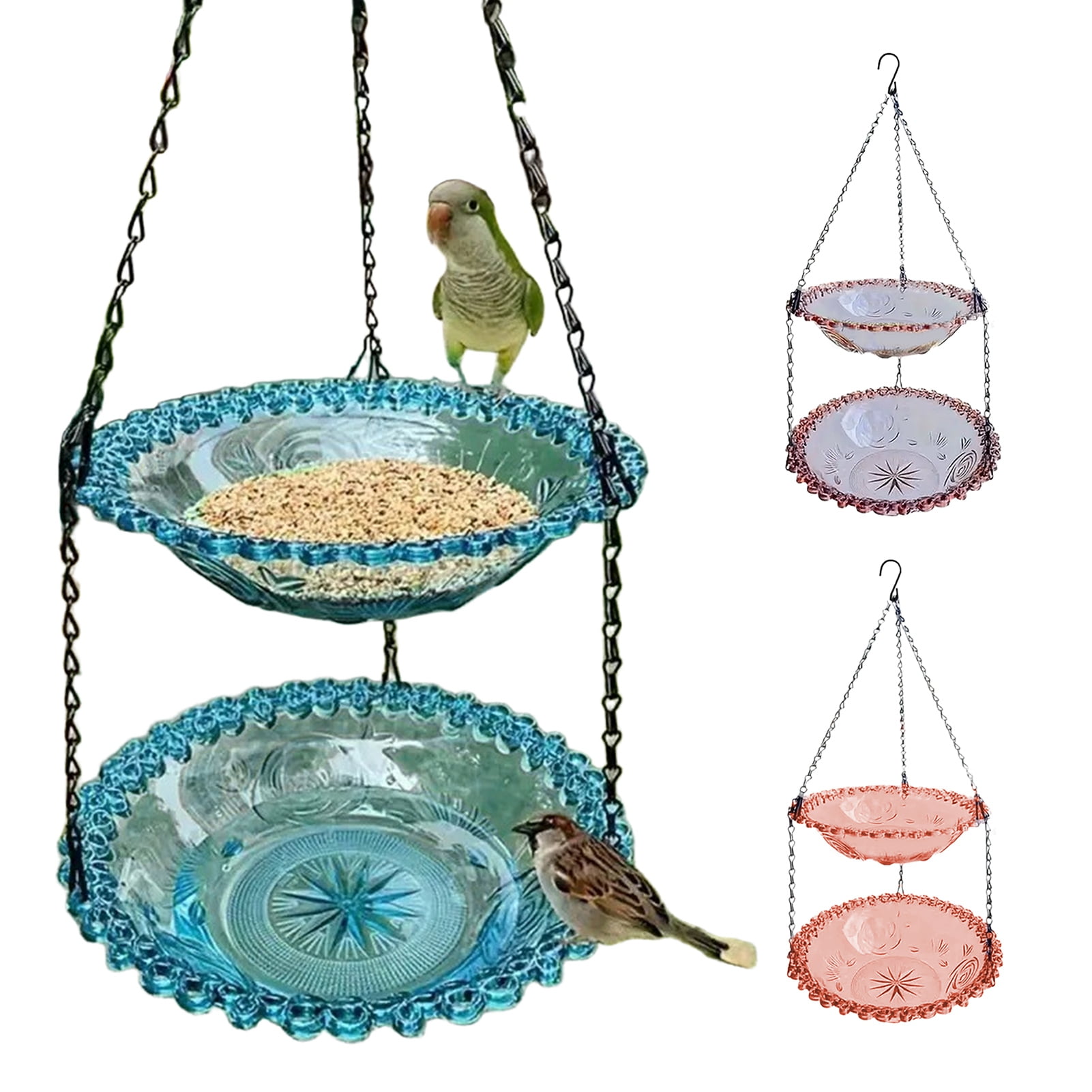 Bullpaw Outdoor Hanging Birds Bath Hummingbird Bath Tray Duel Layer ...