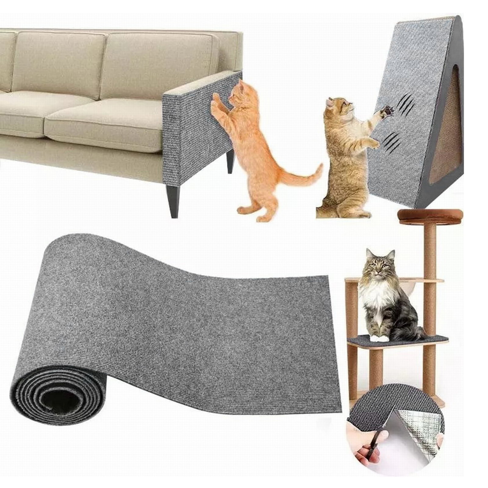Bullpaw Trimmable Cat Scratcher Mat Self-Adhesive Cat Scratching Pad ...