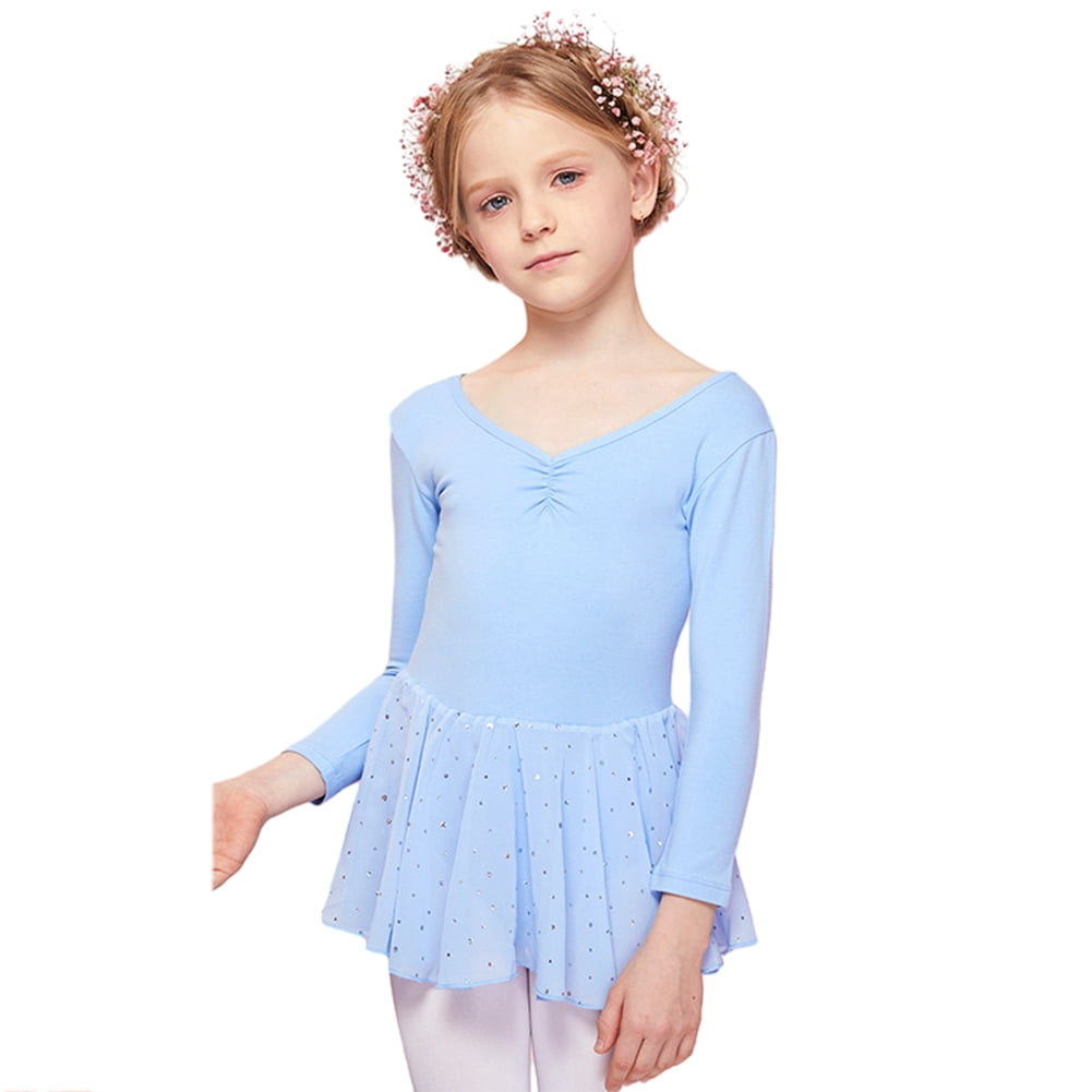 Bullpiano 3-10T Girls Ballet Leotards Long Sleeve Leotard with Skirt ...
