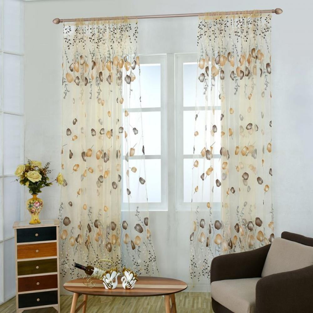 Bullpiano 78.74X39.37 Pastoral Tulip Floral Curtains Decorated With ...