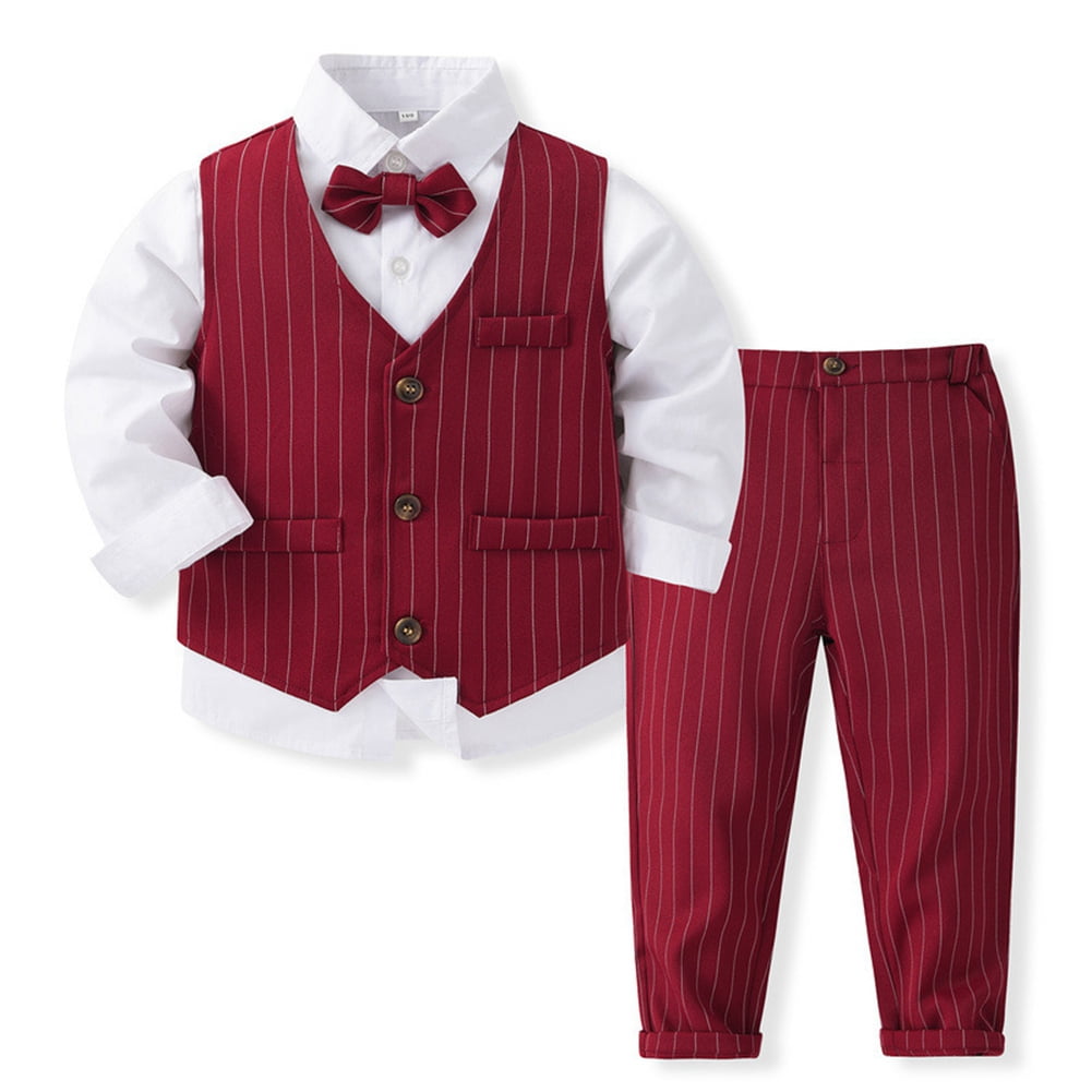 Bullpiano Boys Gentleman Suit Set Formal Dress Shirt Tuxedo Ves Pants ...