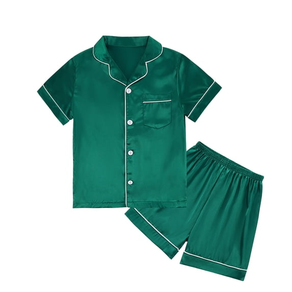 Bullpiano Kids Boy Girl Satin Pajamas Sets Button Down Silk Sleepwear 2 ...
