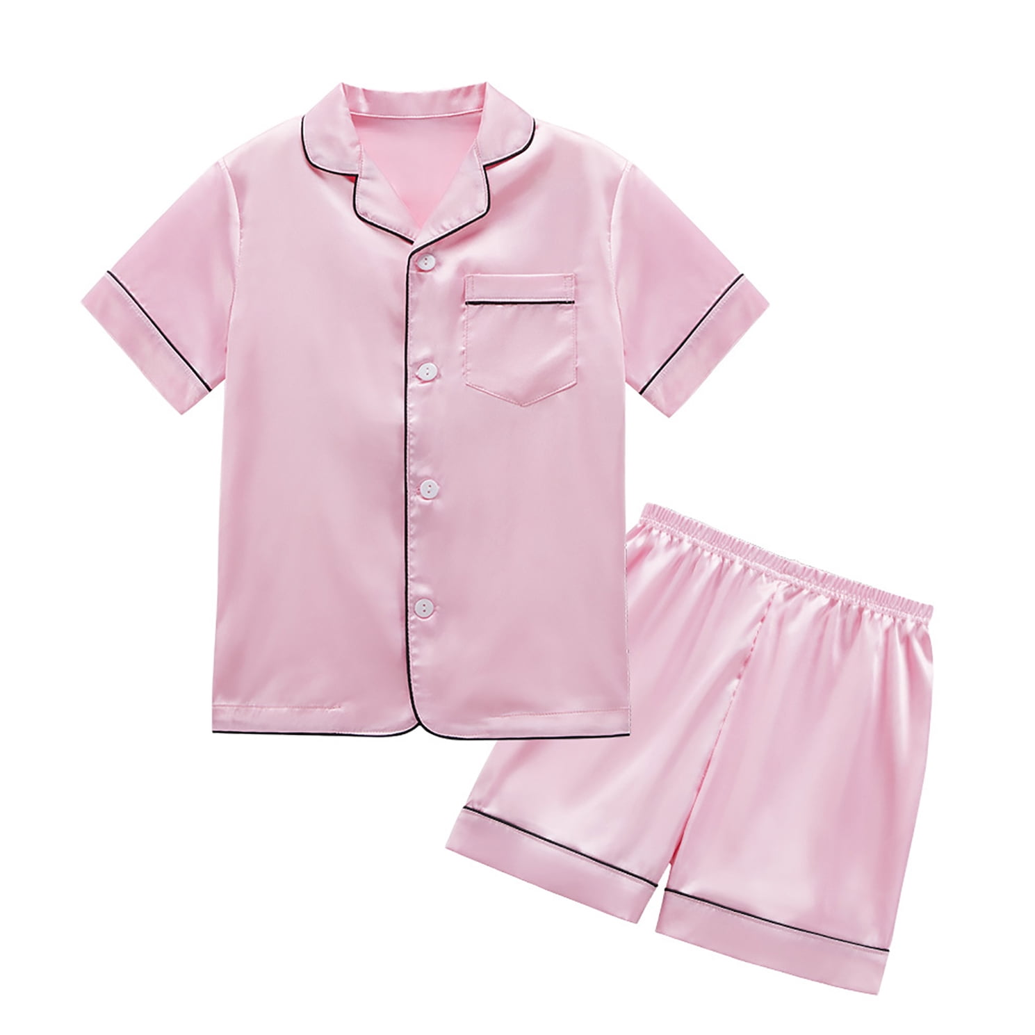 Bullpiano Kids Boy Girl Satin Pajamas Sets Button Down Silk Sleepwear 2 ...