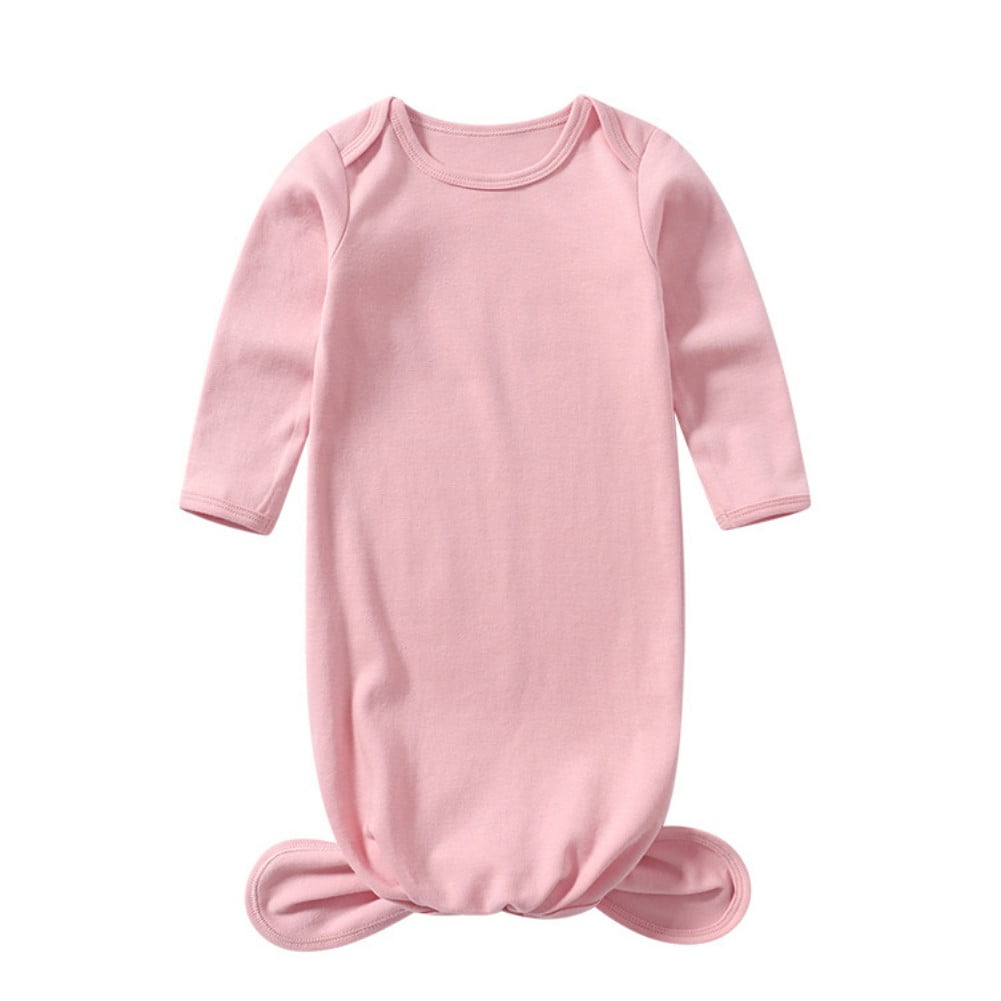 Bullpiano Newborn Knotted Gown Long Sleeve Nightgown with Matching Hat ...