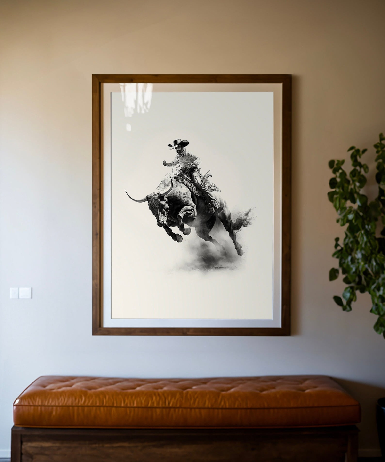 Bullrider Illustration Print, Western Decor, Southwestern Art, Cowboy ...