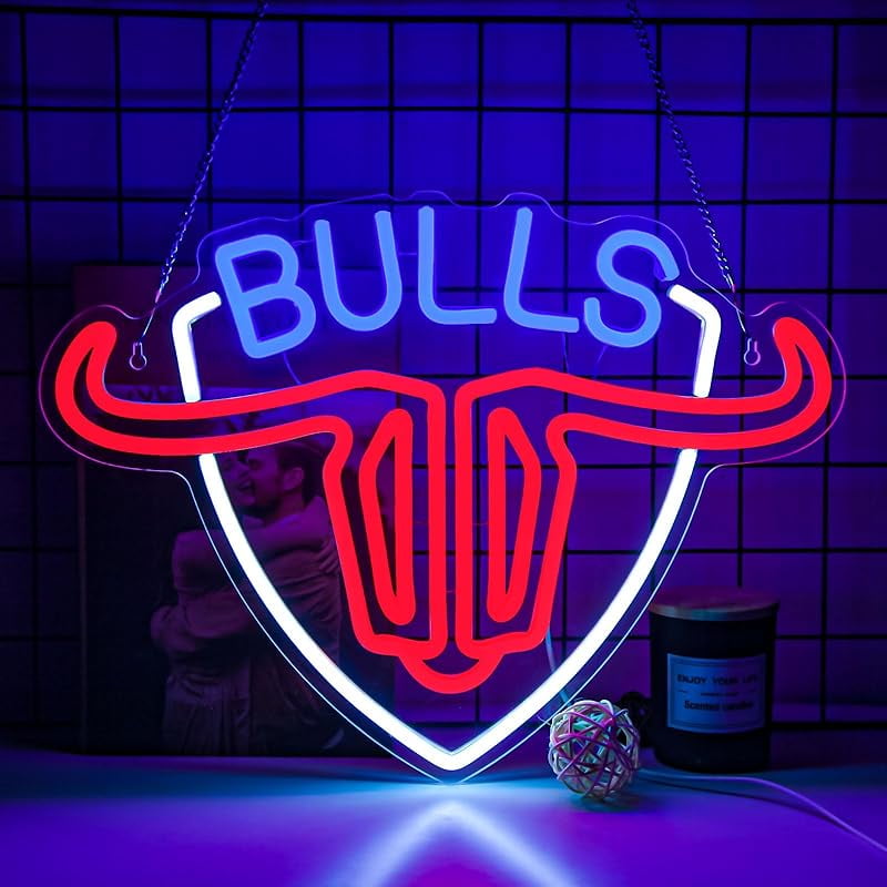 Bulls Sports Team Chicago Neon Sign Basketball Team Logo Neon Lights ...