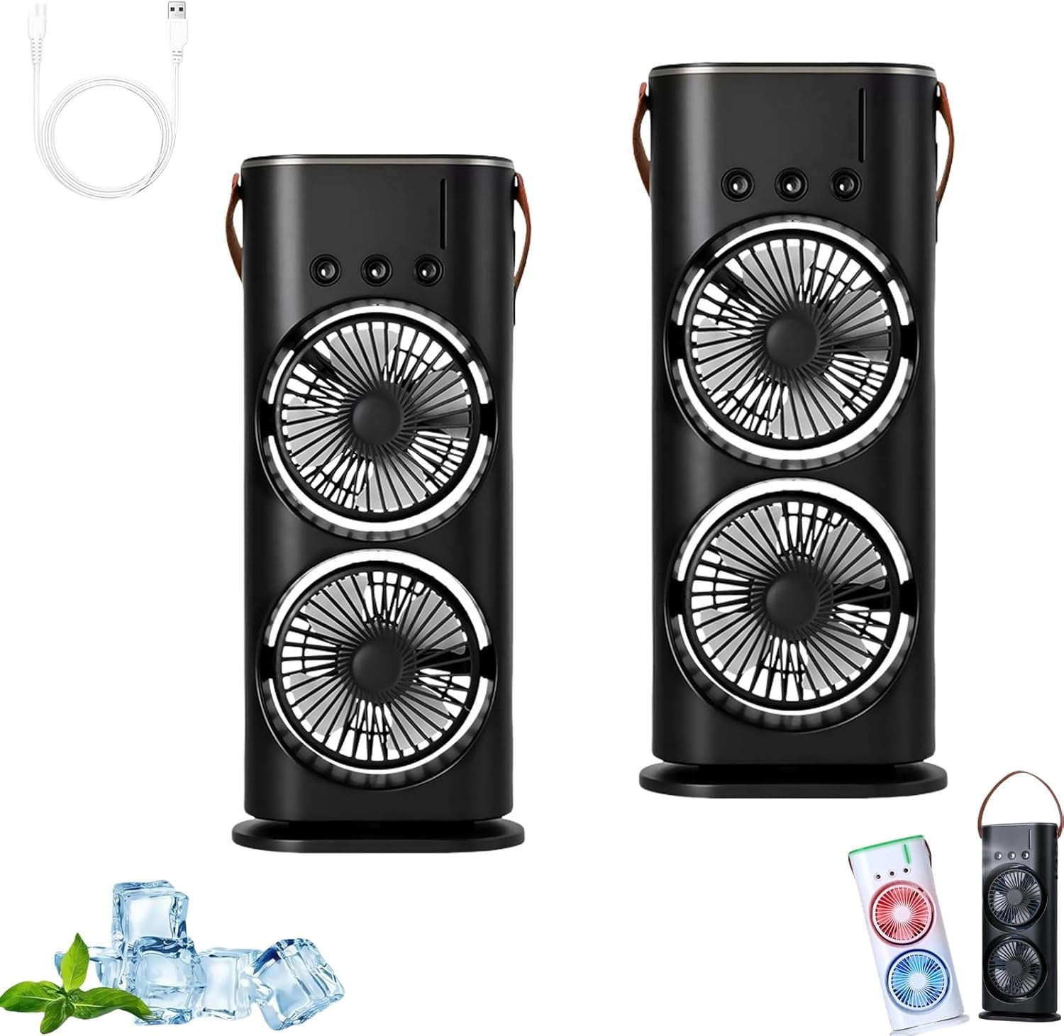 Bullseyeair Rechargeable Misting Fan, 180° Rotation Double-Ended Spray ...
