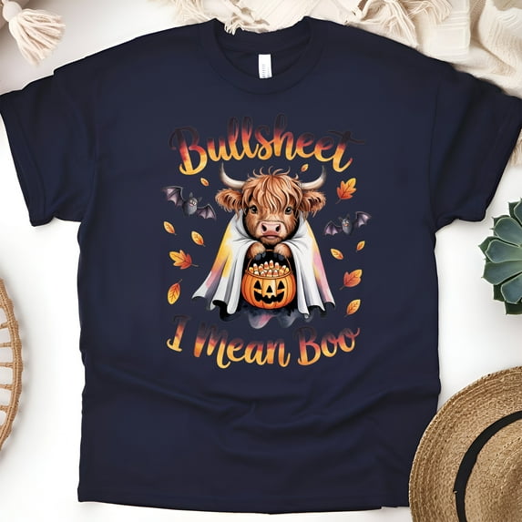 Bullsheet I Mean Boo T-Shirt | Cute Highland Cow in Ghost Costume ...