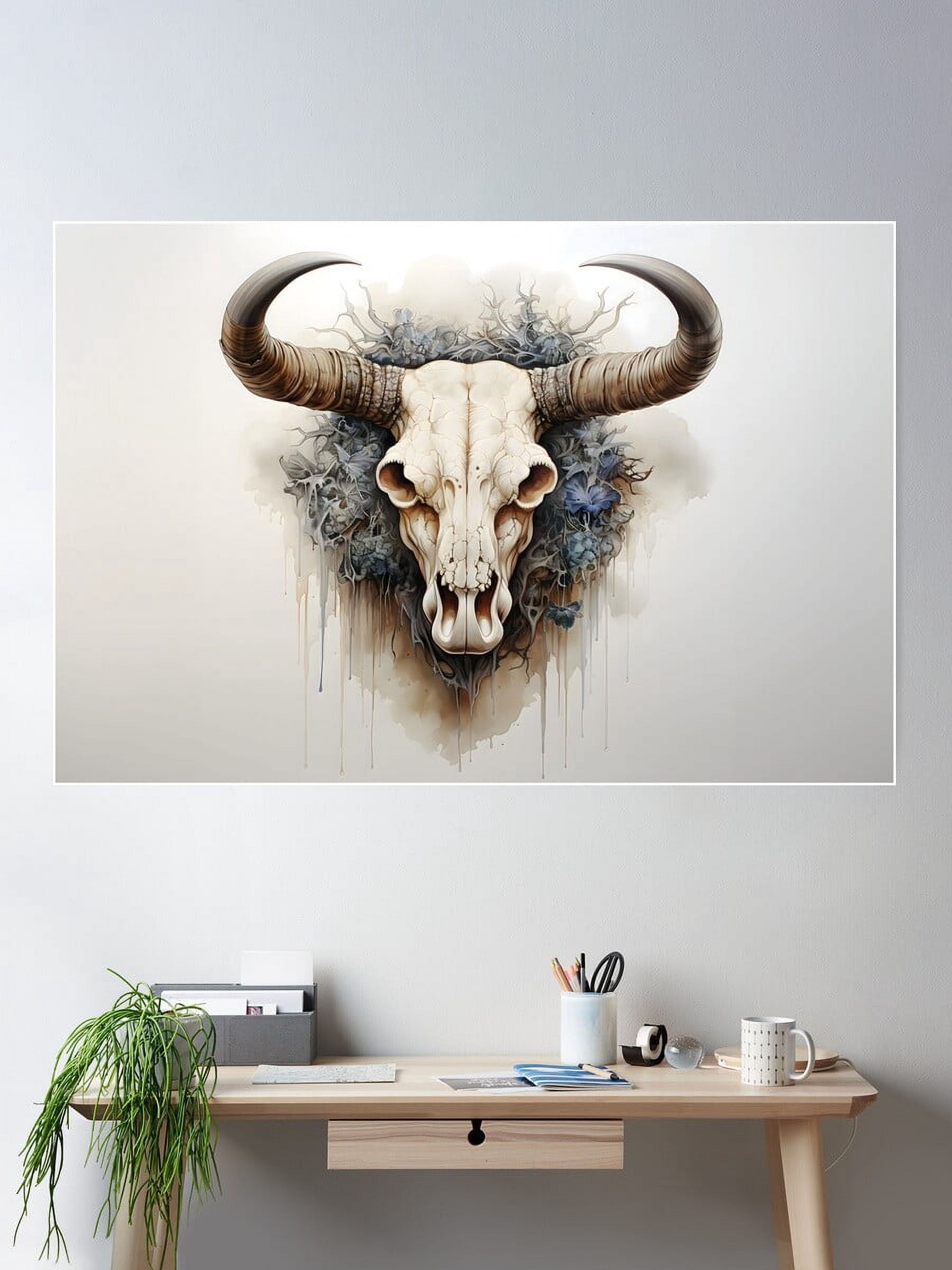 Bullskull 2 - Poster - Wall Art - Office - Living Room - Bedroom ...