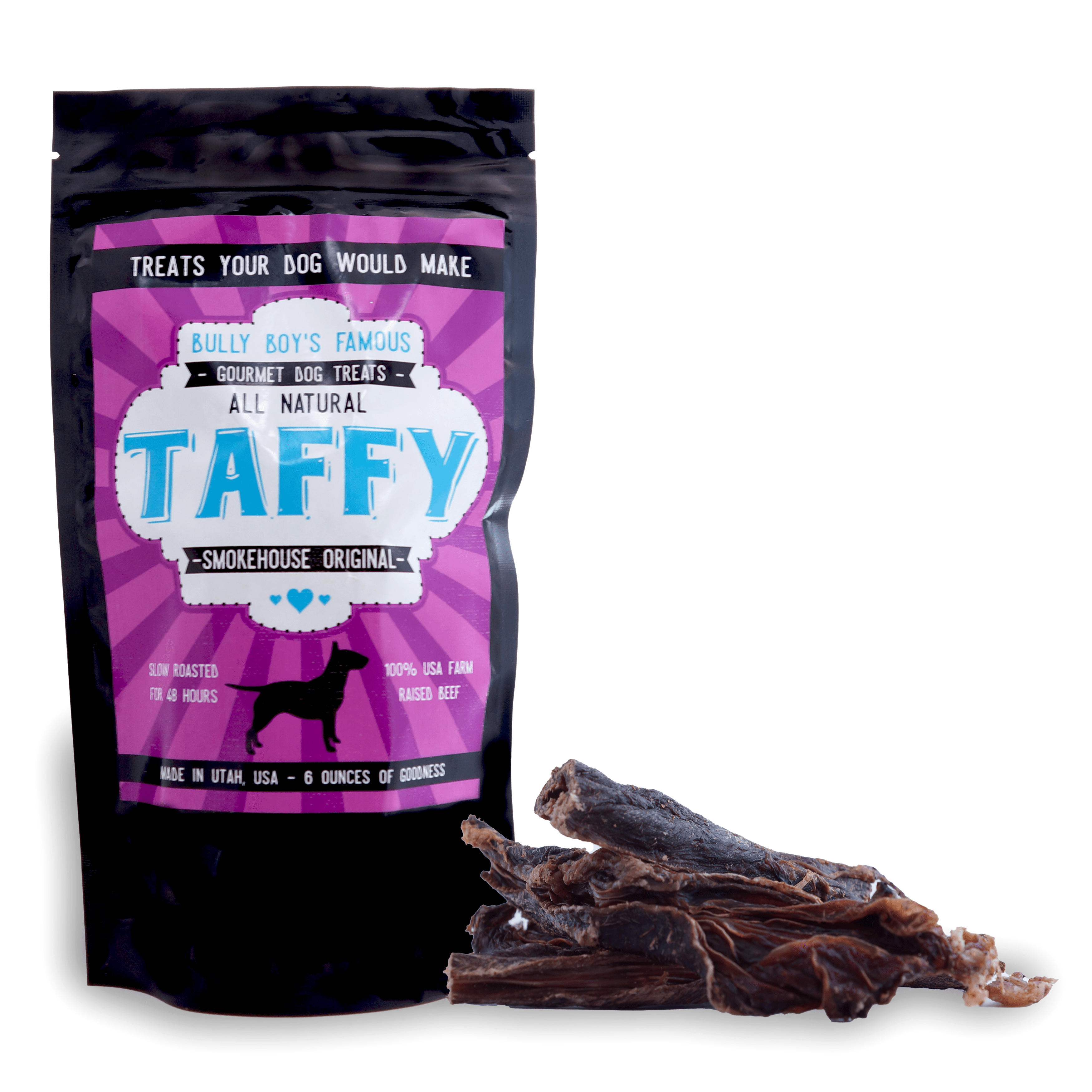 Bully Boy's Famous Beef Taffy Dog Treats, Smoked Beef Weasand, 6oz. (1 ...