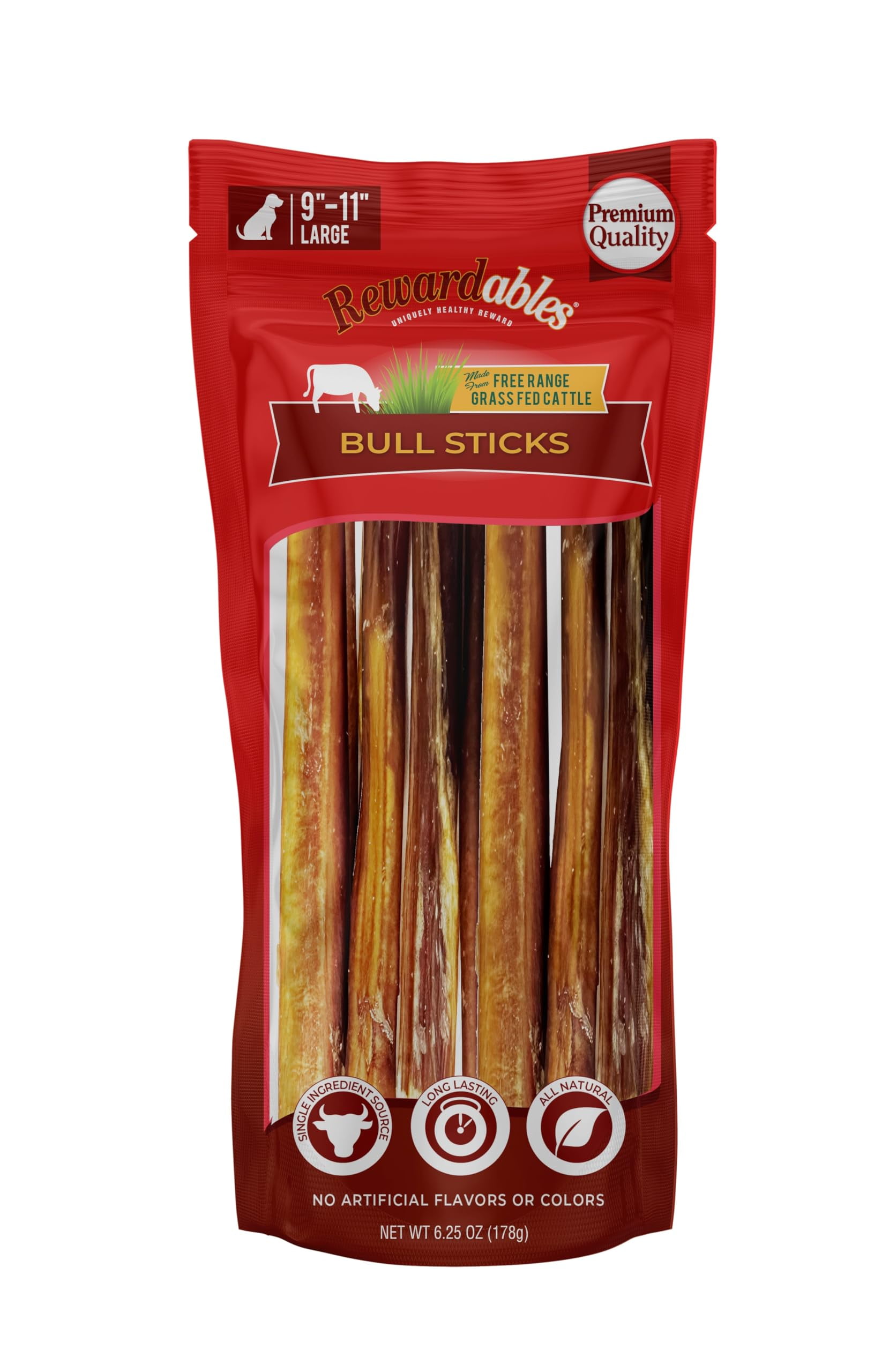 Bully Sticks, Large, Single-Ingredient, Premium, All-Natural Grass-Fed ...