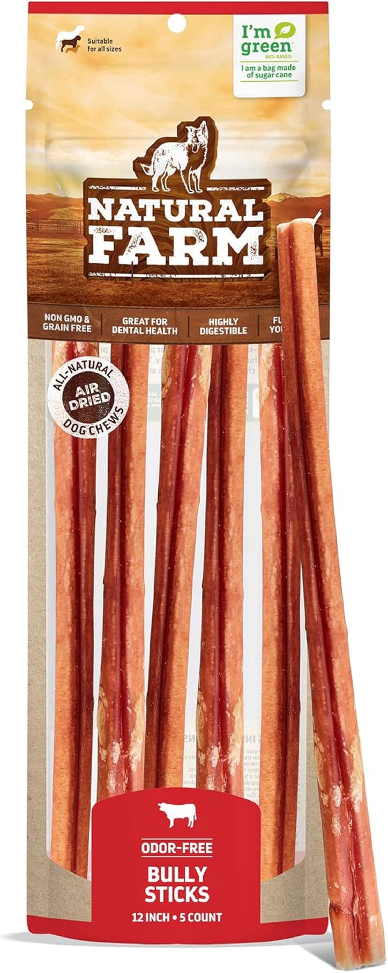 Bully Sticks, Odor-Free (12 Inch, 5 Count), 8.8 Oz. per Bag, 100% Beef ...