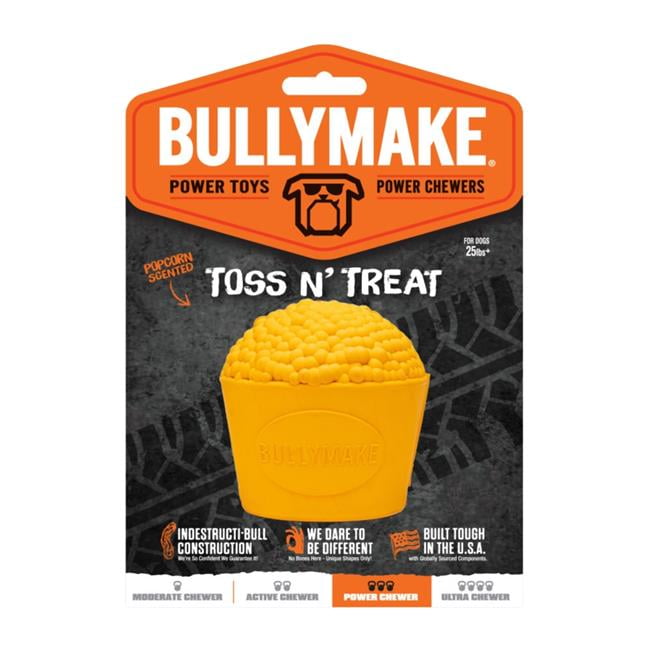 BullyMake Toss N Treat Flavored Dog Chew Toy - Popcorn, Butter - One ...