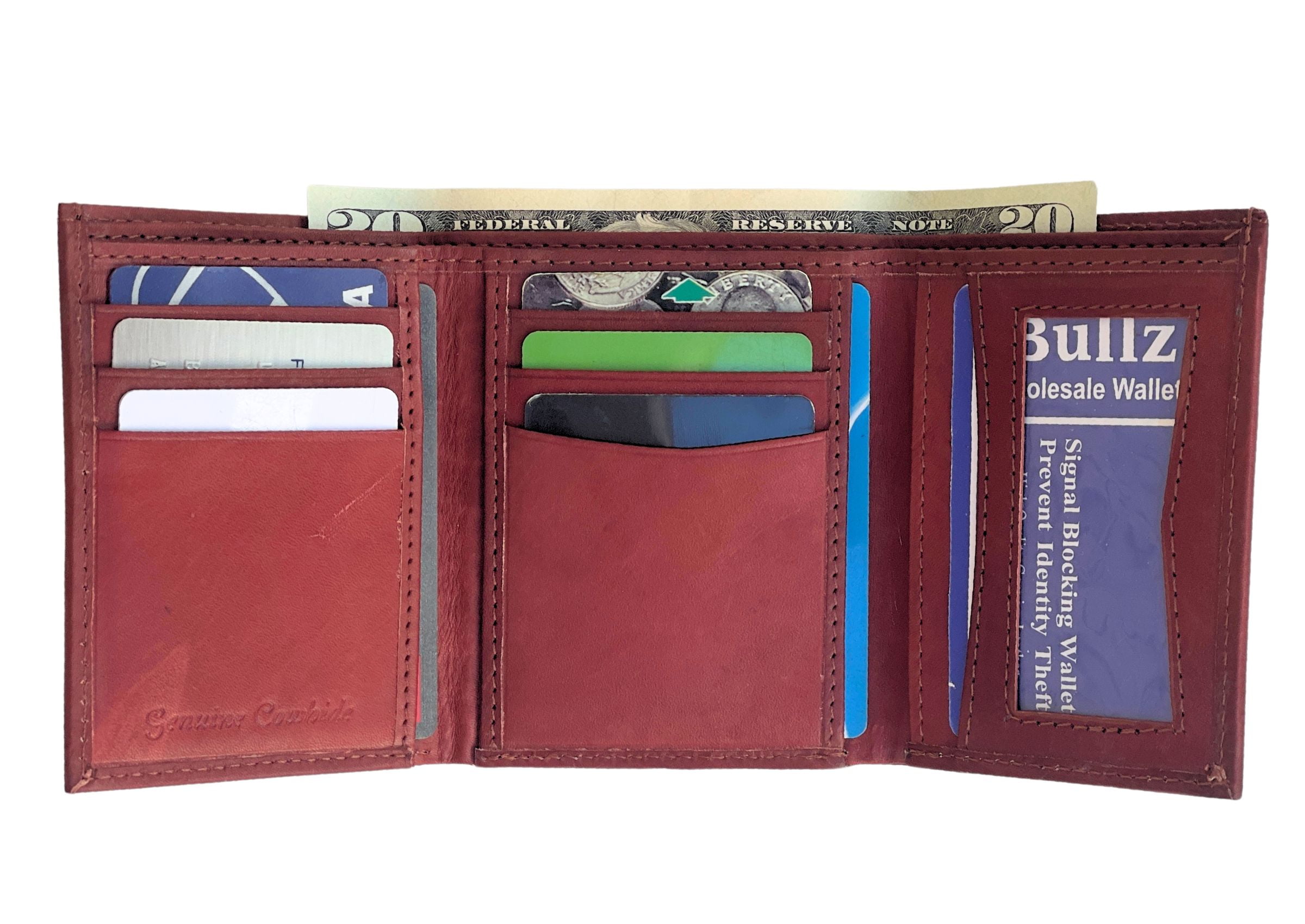 Bullz Men's Genuine Leather Slim and Compact 6 Credit Cards and 1 ID ...