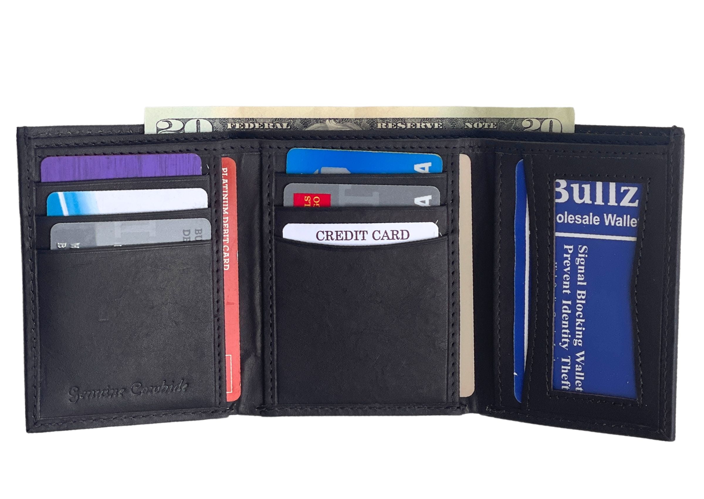 Bullz Men's Genuine Leather Slim and Compact 6 Credit Cards and 1 ID ...