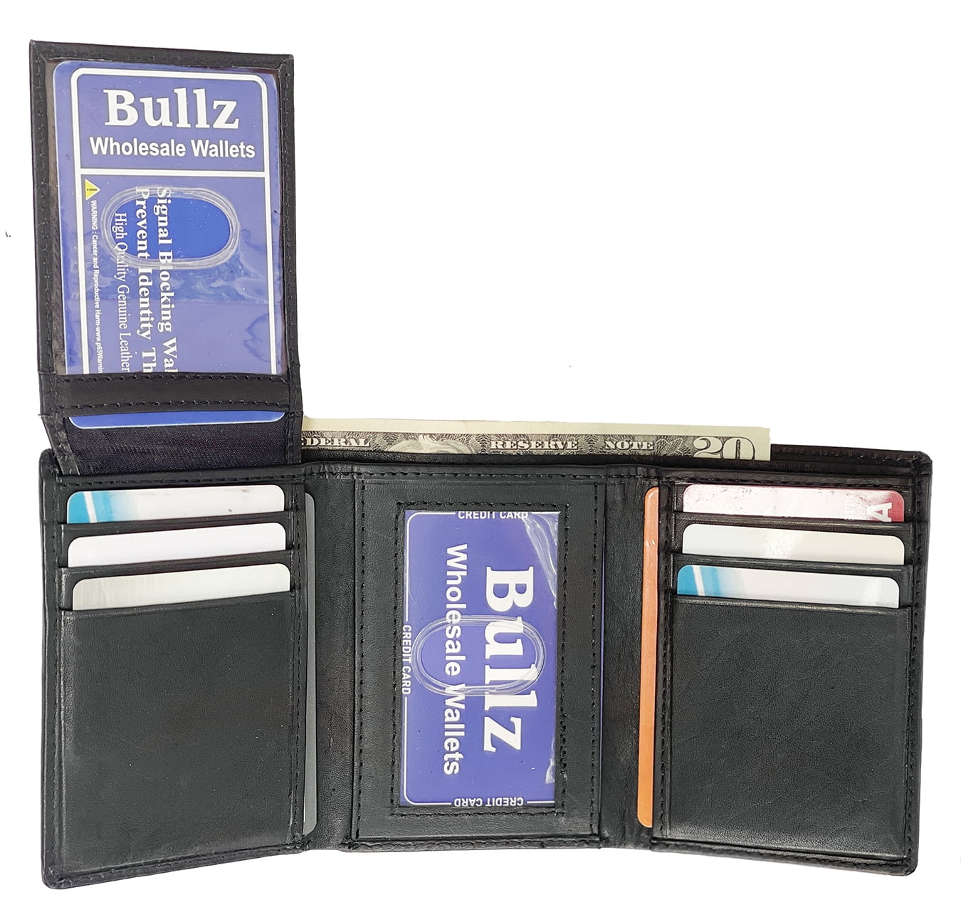 Bullz Men's Genuine Leather Slim and Compact Multi Card Tifold Men's ...