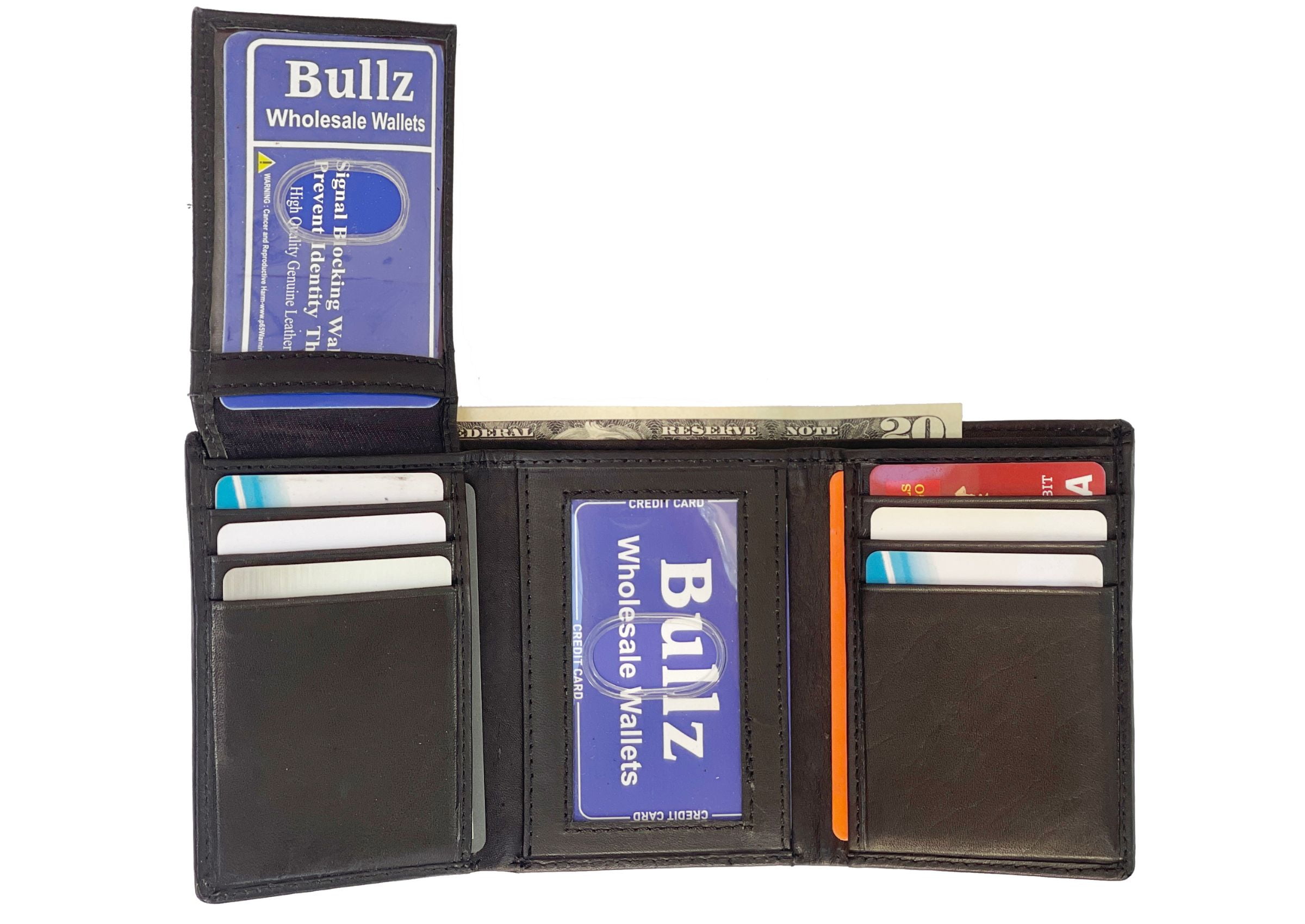 Bullz Men's Genuine Leather Slim and Compact Multi Card Tifold Men's ...