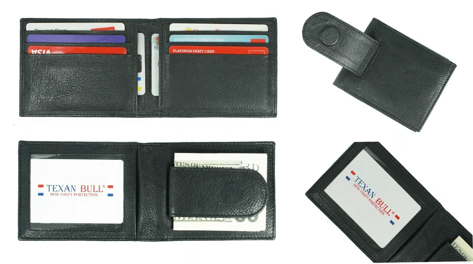 Bullz Mens Genuine Leather Bifold Minimalist Magnetic Money Clip Wallet ...