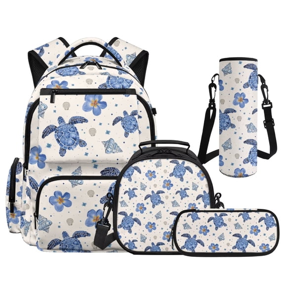 Bulopur 17 Inch 4 Piece Backpack Set Blue Watercolor Sea Turtle Print ...