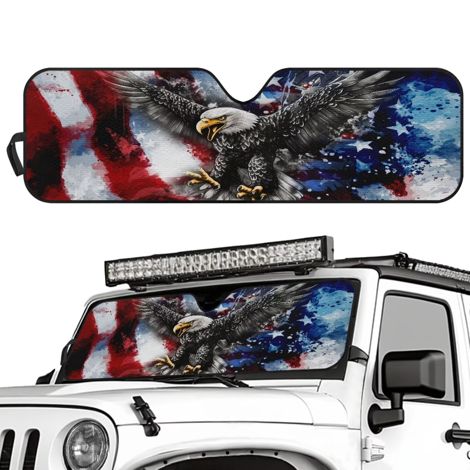 Bulopur American Flag Windshield Sunshade for 2007-2023 Wrangler ...