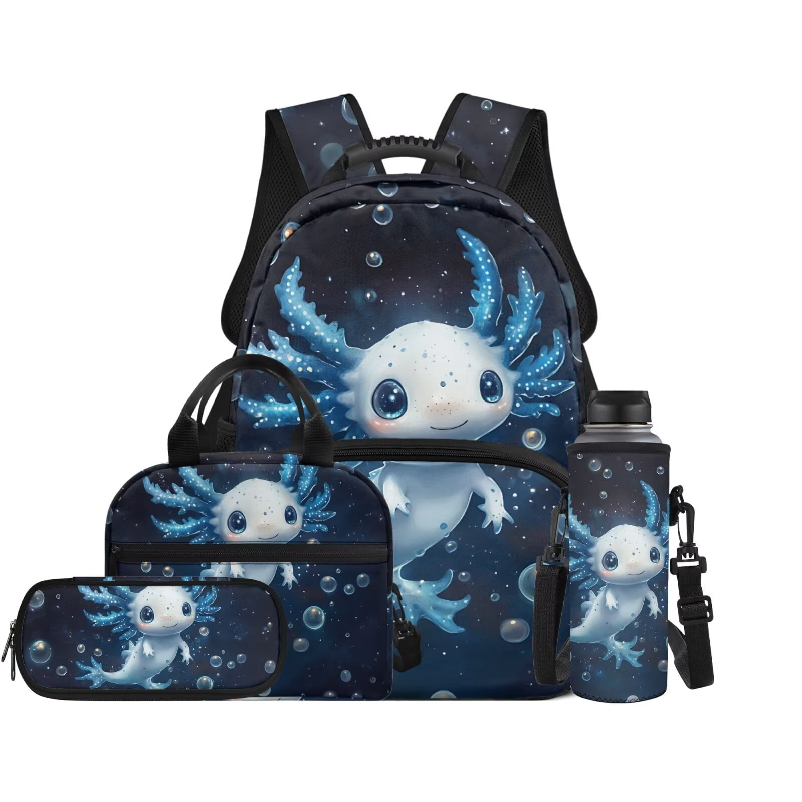 Bulopur Axolotl School Bag Set of 4 for Girls 17 Inch Soft Kids ...
