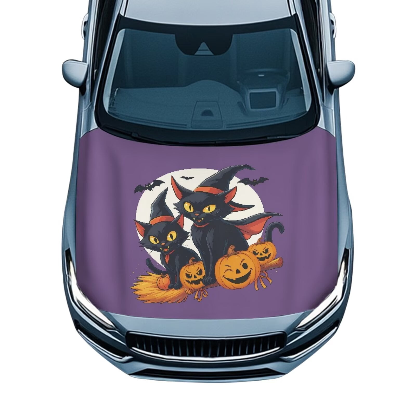 Bulopur Black Cat Car Hood Covers for Automobiles Easy to Install Car ...