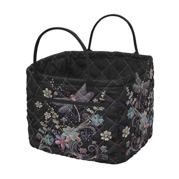 Bulopur Black Dragonfly Quilted Laundry Basket Lightweight Quilted ...