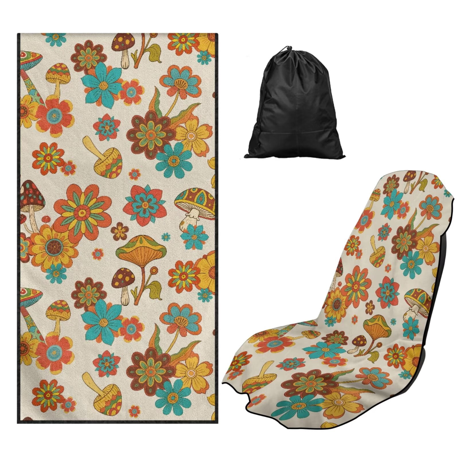 Bulopur Boho Floral Print Front Car Seat Towel for Women Mushroom ...