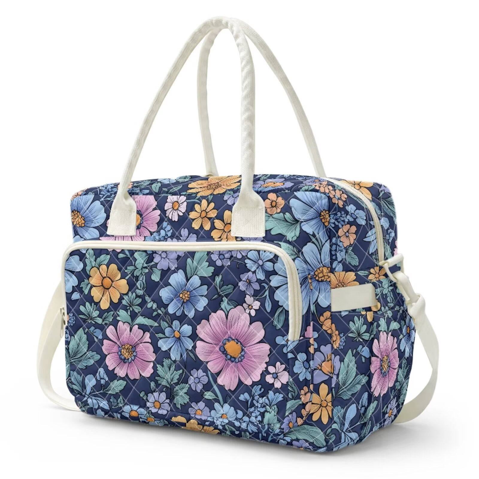 Bulopur Boho Floral Print Quilted Lunch Box for Women Elegant Thermal ...
