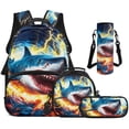Bulopur Boys 17 Inch Backpack Set of 4 Lightning Shark Print School ...