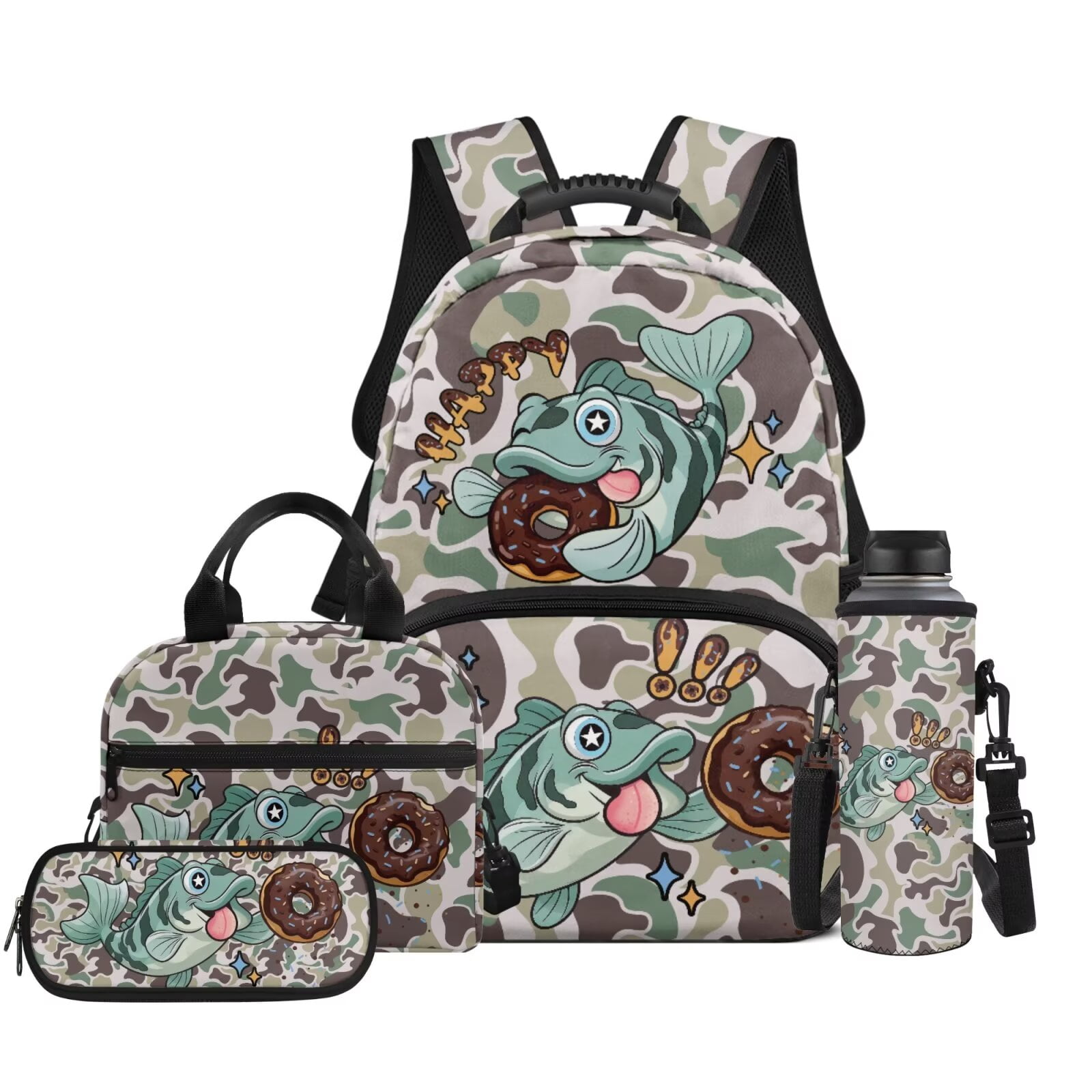 Bulopur Camo Hunting Fish School Backpack Set of 4 for Kids 17 Inch ...