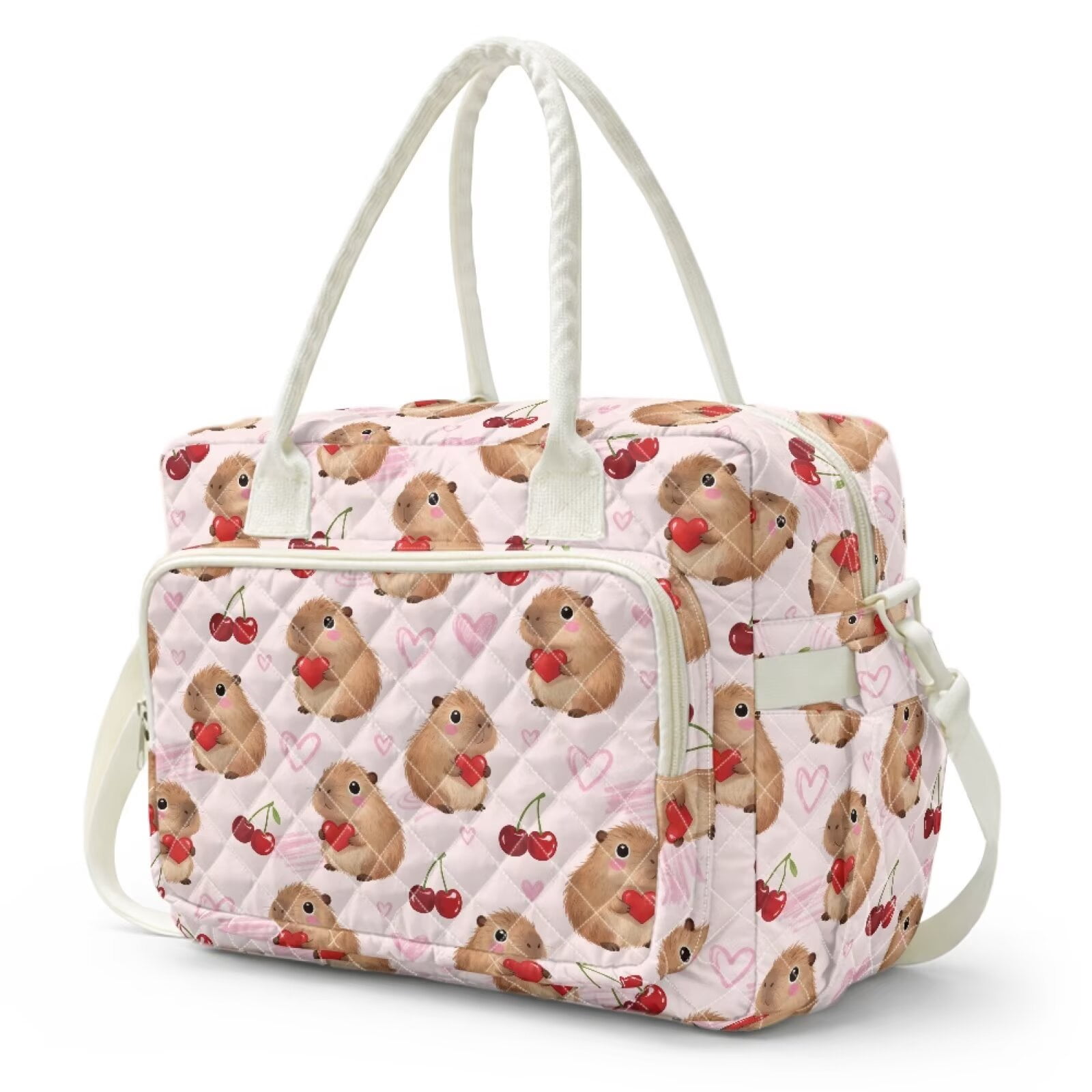 Bulopur Capybara Cherry Quilted Lunch Bag for Women Cute Insulated ...