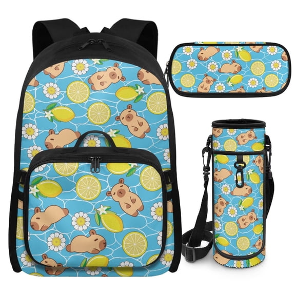 Bulopur Capybara Print Kids Backpack Set 4 Pcs Cute Animal Breathable ...