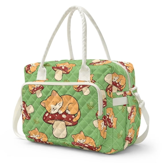 Bulopur Cat Quilted Big Lunch Bag Mushroom Thermal Lunch Bag Reusable ...