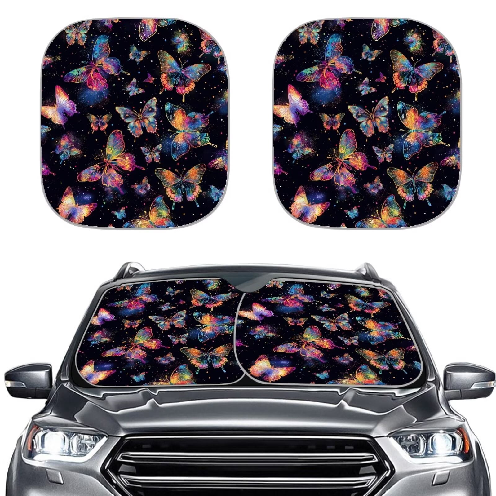 Bulopur Colorful Butterfly Car Sun Shade Windshield Block UV Rays Sun ...