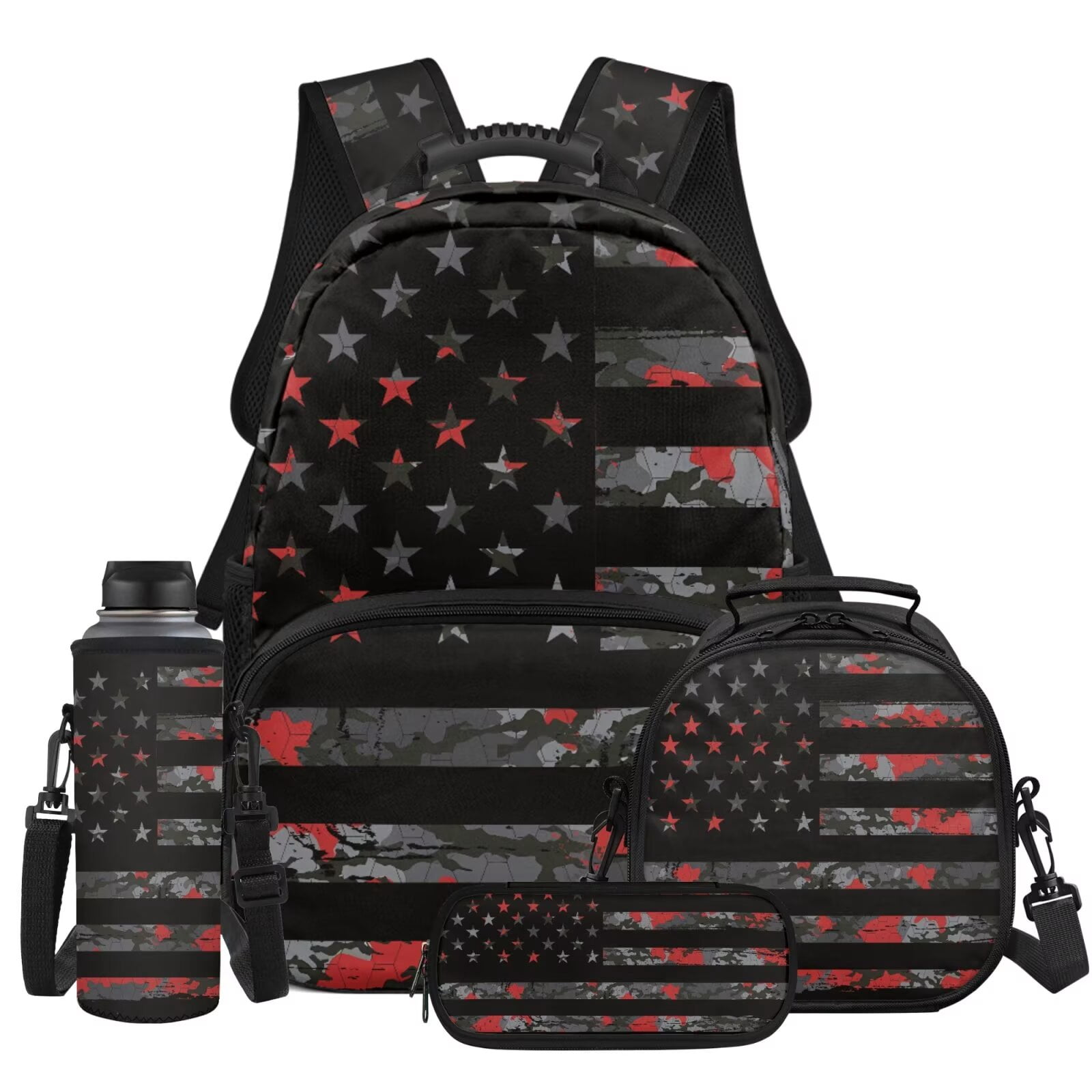 Bulopur Cool Boys 17 Inch Backpack Set of 4 Flag Print School Bookbag ...
