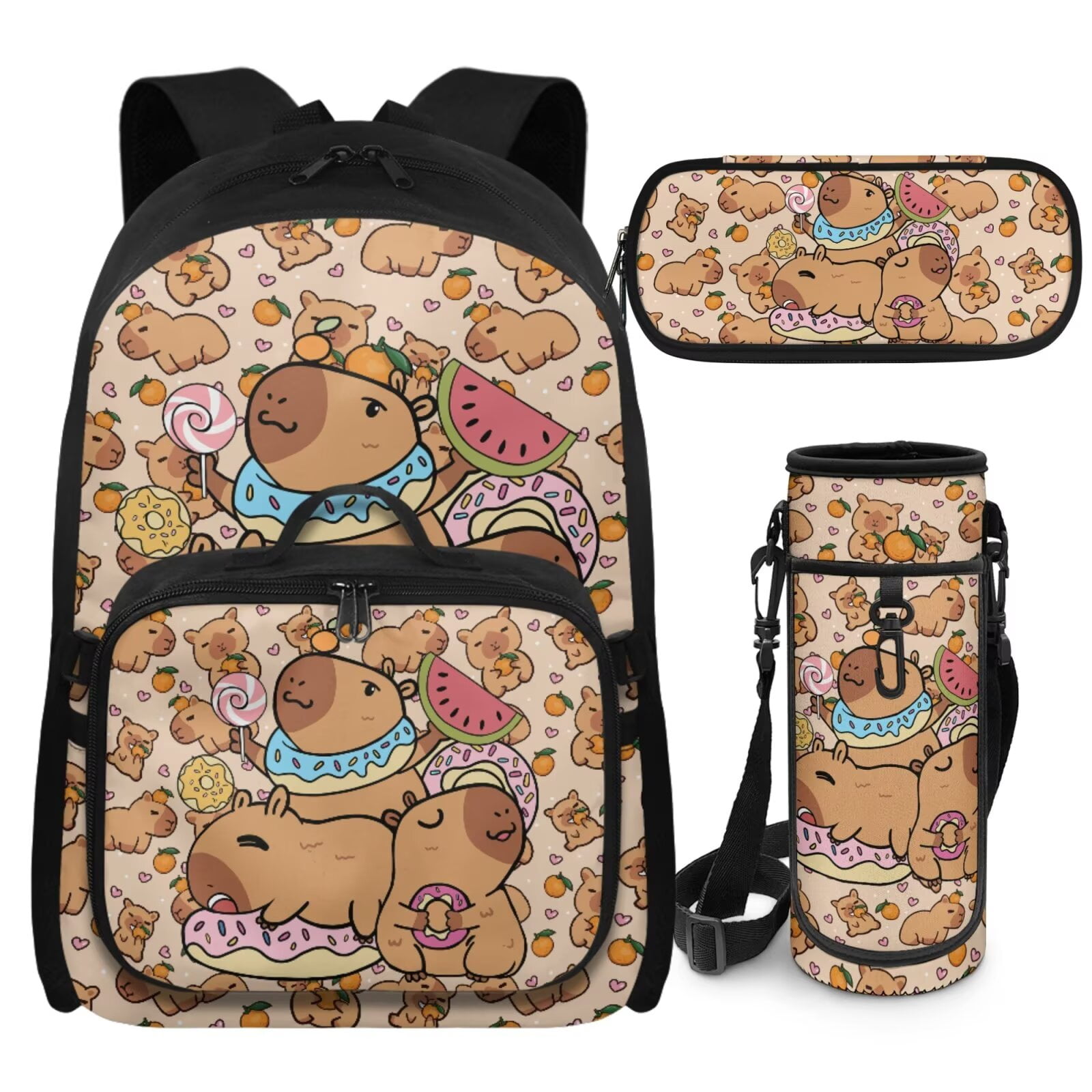 Bulopur Cute Kids Backpack Set 4 Pcs Capybara Print Kids School Bag ...