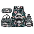 Bulopur Green Floral Panda Print Kids Backpack Set 4 Pcs Waterproof ...