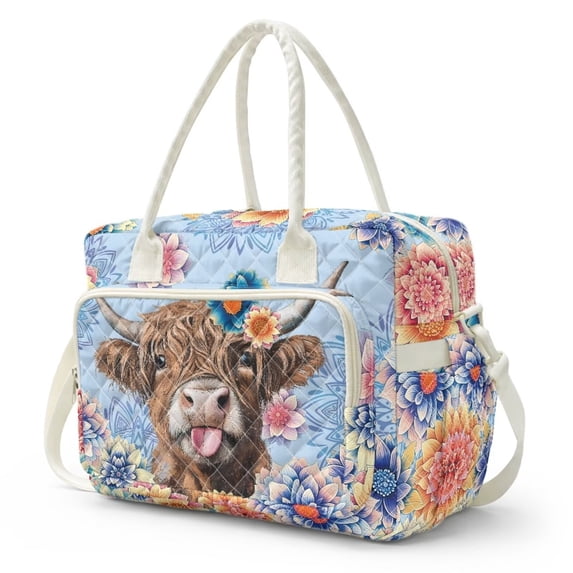 Bulopur Highland Cow Quilted Large Lunch Bag for Women Floral Insulated ...