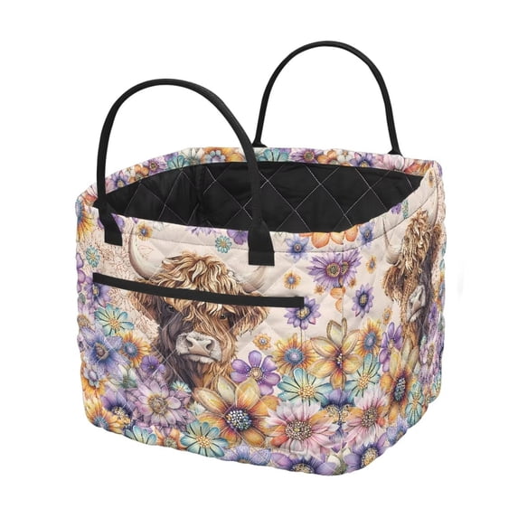 Bulopur Highland Cow Quilted Laundry Basket with Handles Lightweight ...