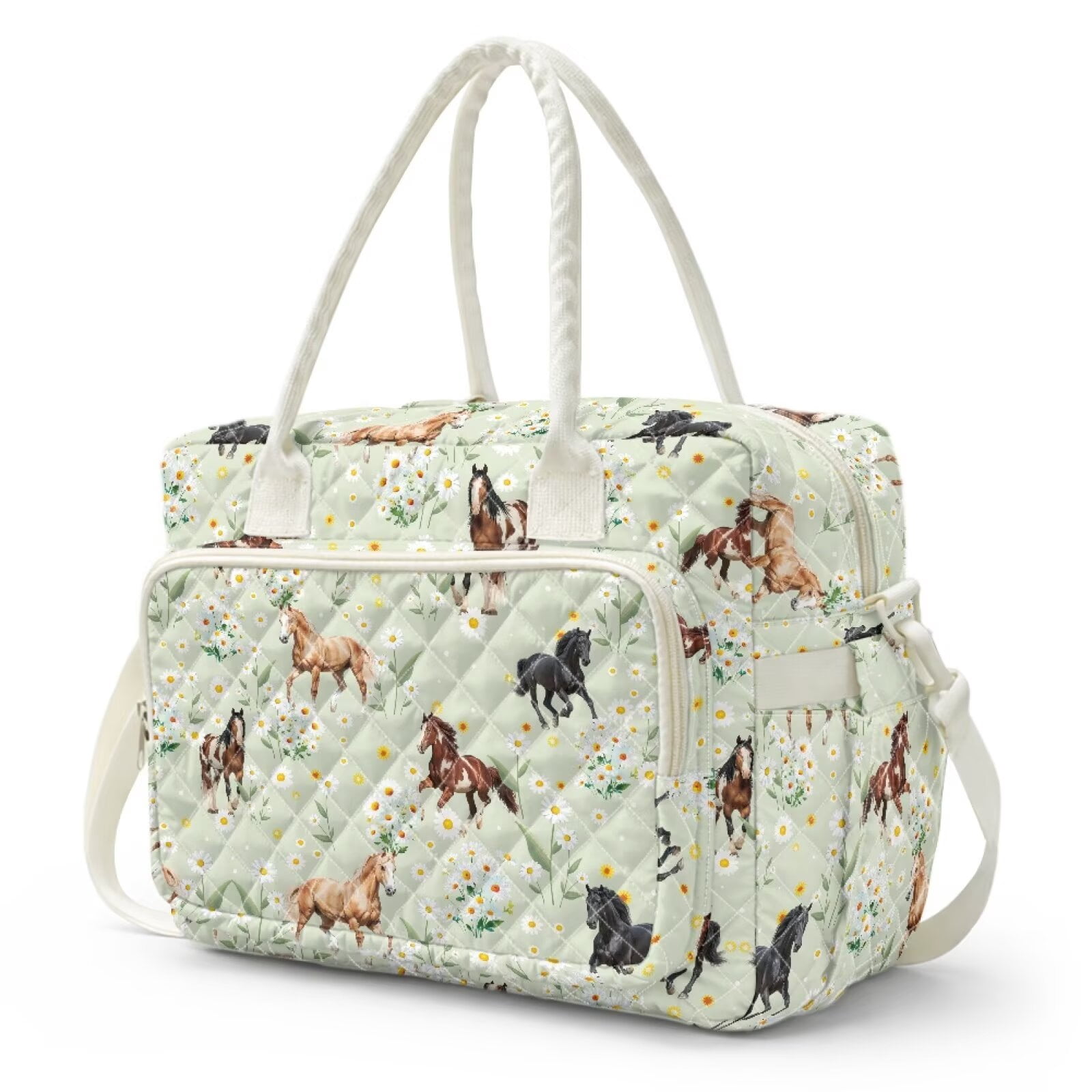 Bulopur Horse Quilted Large Lunch Bag for Women Daisy Insulated Lunch ...