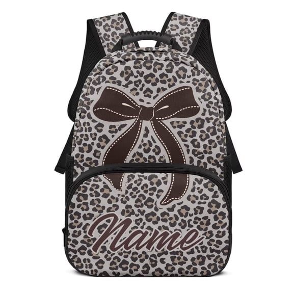 Bulopur Leopard Print Personalized Girls Backpack, Gray Stitch Bow ...