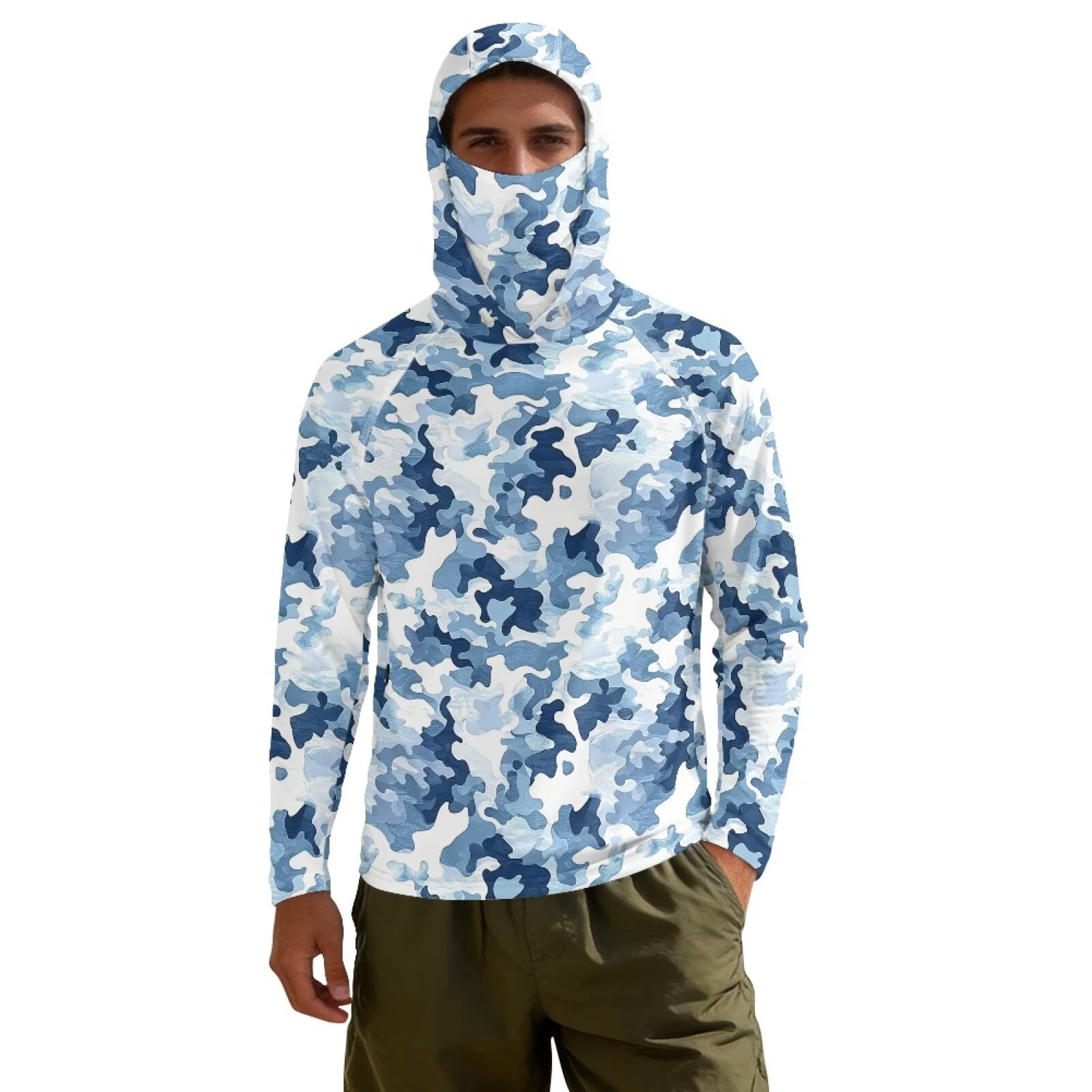 Bulopur Men’s UPF 50+ Fishing Hoodie with Face Cover, Breathable Long ...