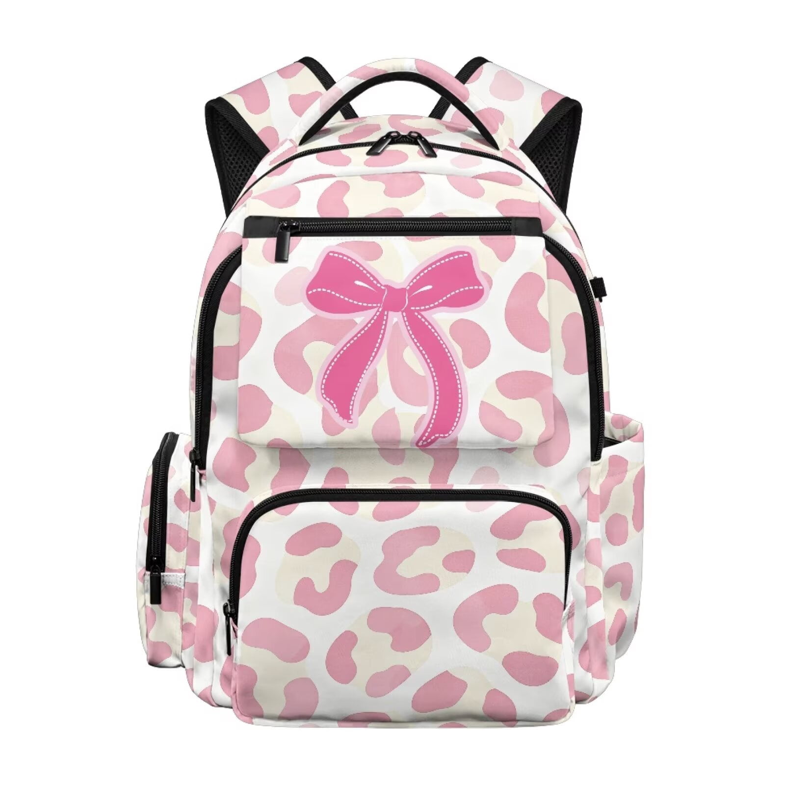 Bulopur Pink Bow Kids Backpack for Girls Cute Leopard Print School Bag ...