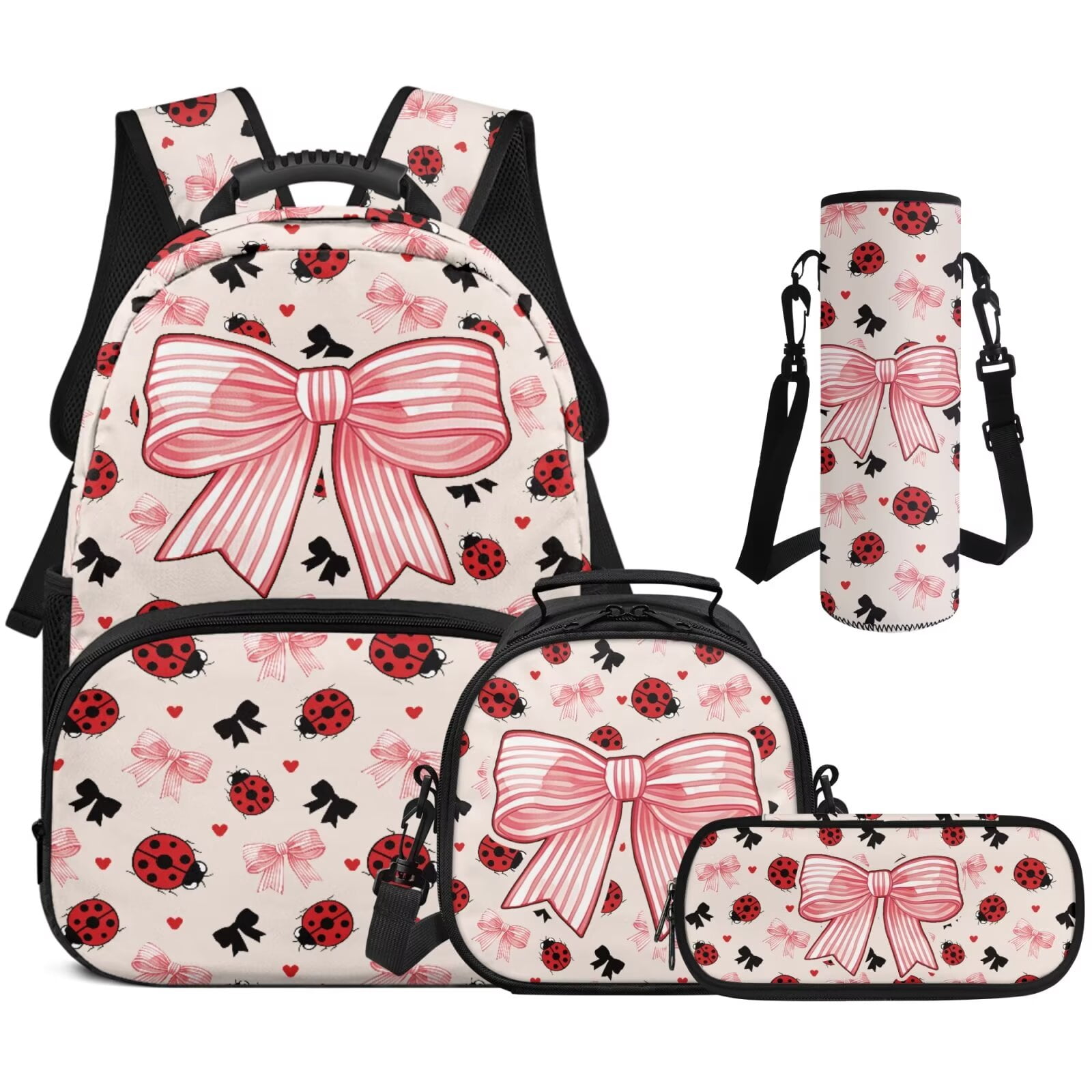 Bulopur Pink Deer Bow Kids Backpack Set 4 Pcs Lightweight Country Girls ...