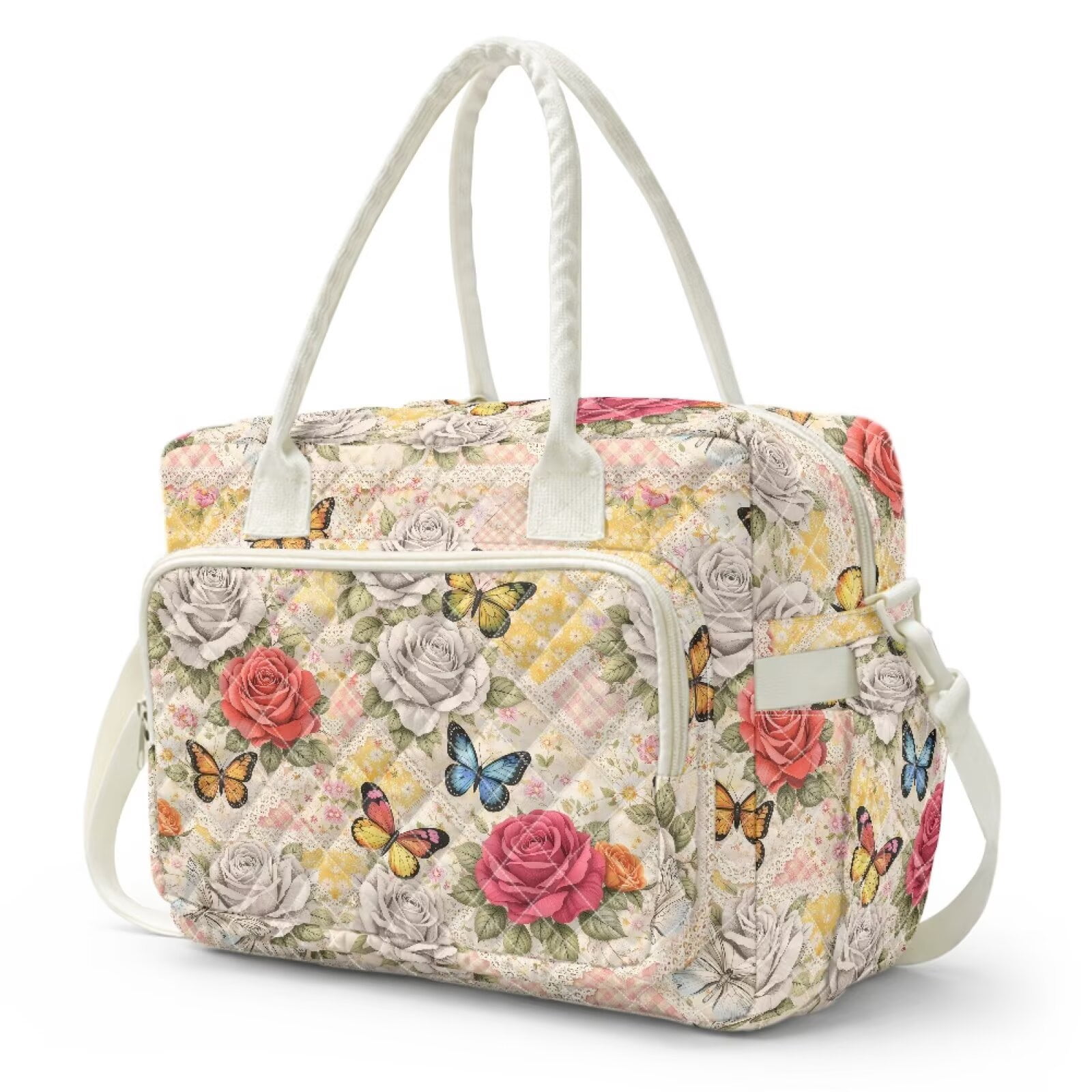 Bulopur Rose Quilted Large Lunch Bag for Women Romantic Insulated Lunch ...